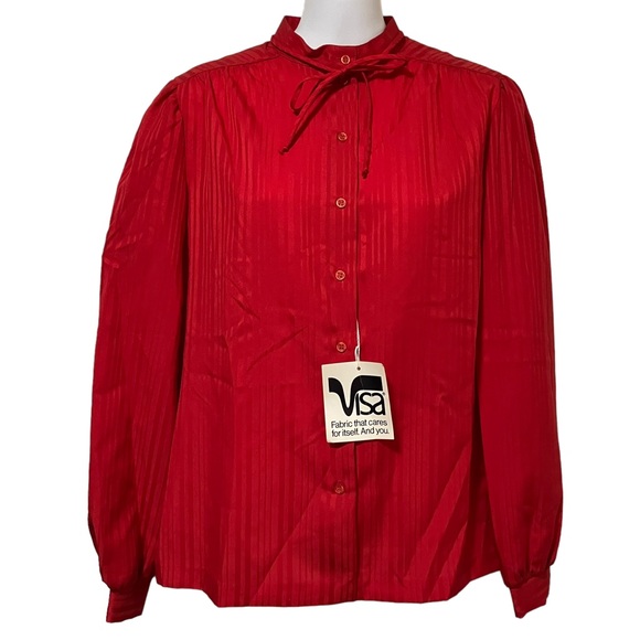 Vintage | Tops | Nwt Vintage Shipn Shore Red Button Down Blouse | Poshmark